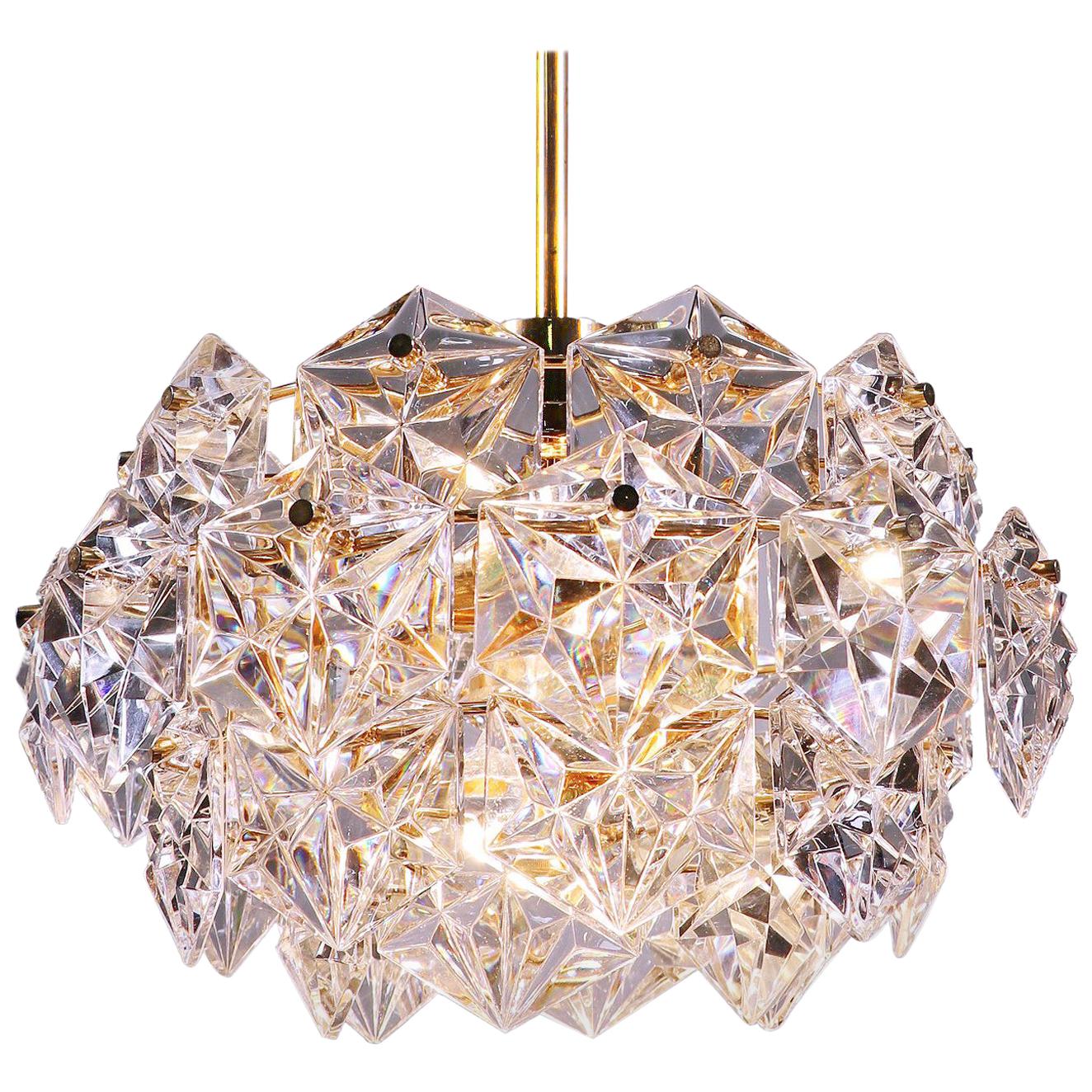 1960 Germany Kinkeldey Gold-Plated Crystal Chandelier For Sale at 1stDibs