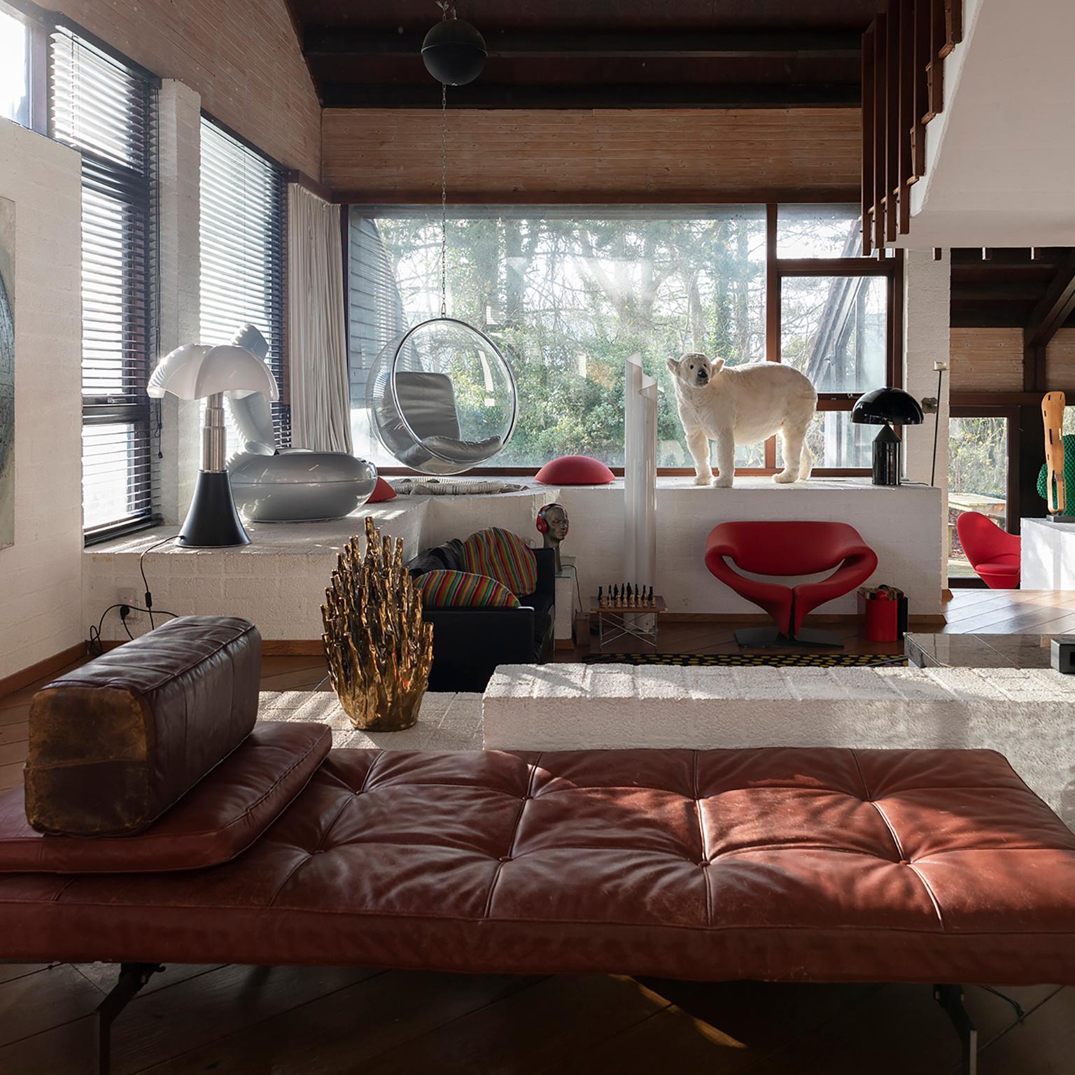 1960, Hans Roebers, Original Snake Couch, redone in Brown and White ...