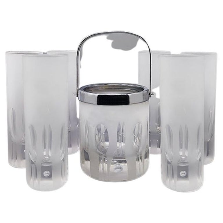 1960 Ice Bucket with 6 Glasses in Hand Cut Lead Crystal by Kristal For ...