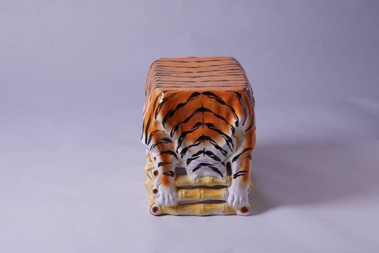 1960 Italian Ceramic Stool Tiger at 1stDibs