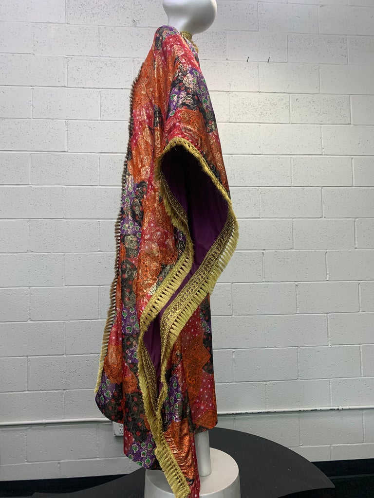1960 Lame Brocade Floral Printed and Fitted Caftan W/ Heavy Brass ...