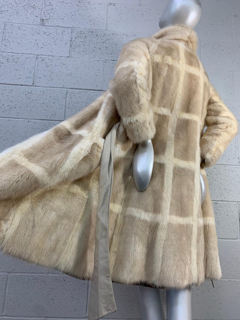 1960 Neiman Marcus Window Pane Grid Design Mink Coat in Blonde and ...