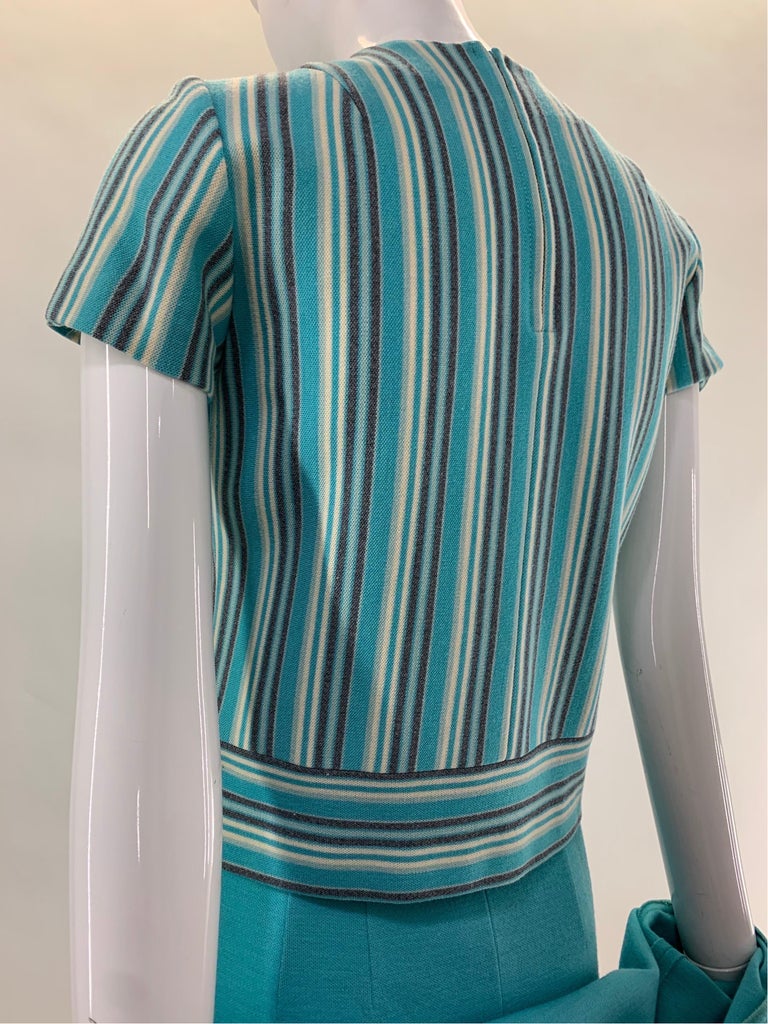 1960 Promenade - Holland Turquoise Wool Double-Knit 3-Piece Skirt Suit ...