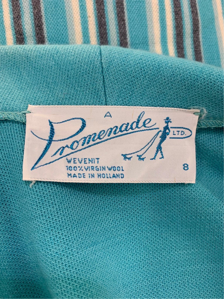 1960 Promenade - Holland Turquoise Wool Double-Knit 3-Piece Skirt Suit ...