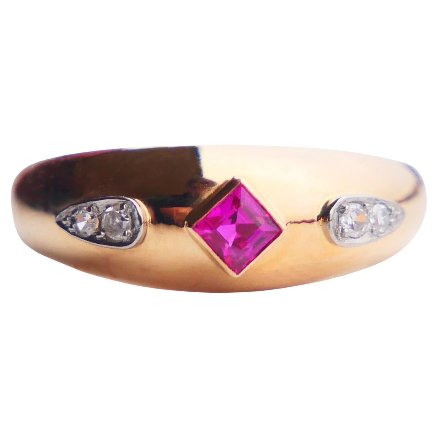 1960 Ring Ruby Diamonds solid 18K Gold Ø 7 US / 2.6 gr For Sale at 1stDibs