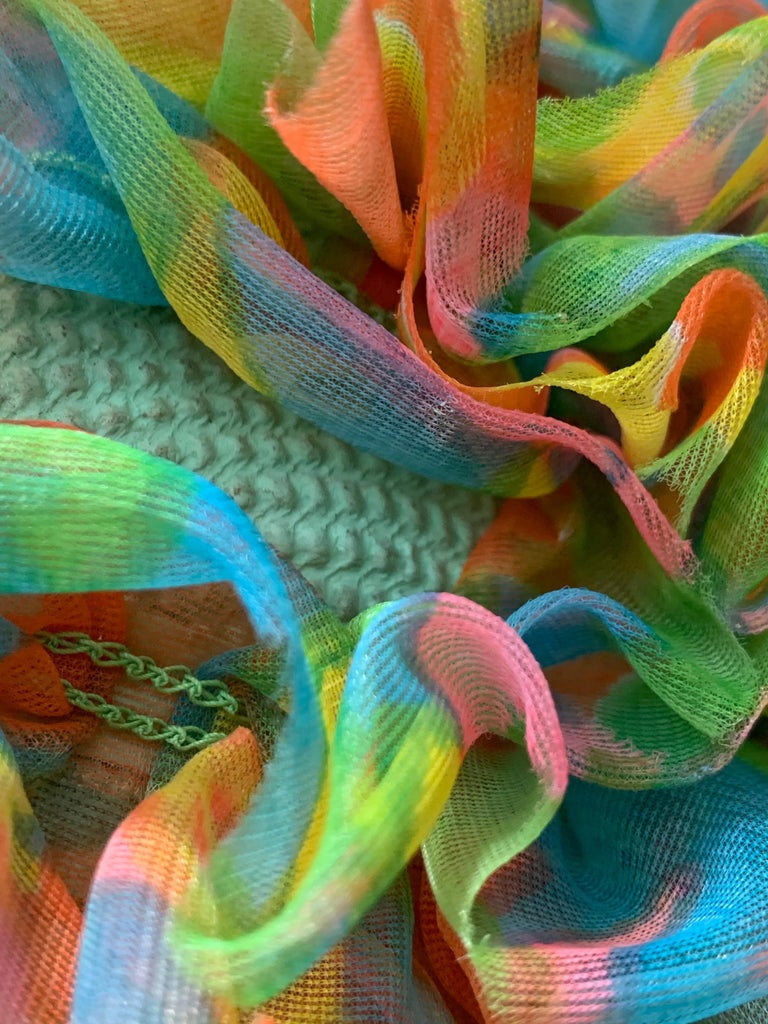 1960 Rubber and Ruffled Tulle "Sava-Wave" Pastel Swim Cap at 1stDibs
