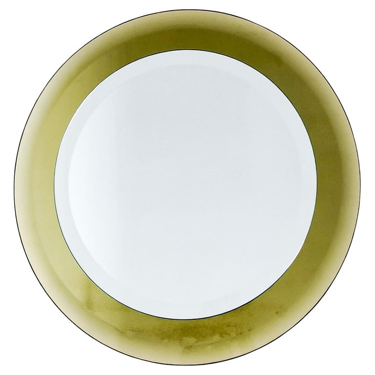 Mid-Century Modern Round Golden-Yellow Beveled Framed Mirror - Italy ...