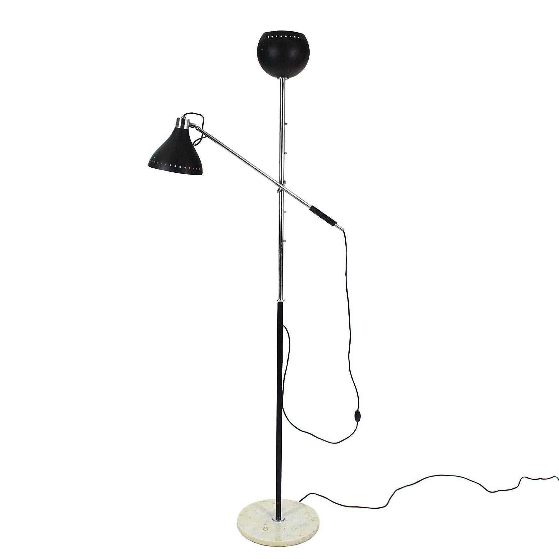 1960s System Standing Lamp by Stilux, Steel, Marble, Two Lights, Italy ...