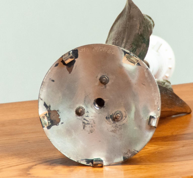 1960 Silver Plated Table Lamp with Three Tulips and Velvet Diabolo ...