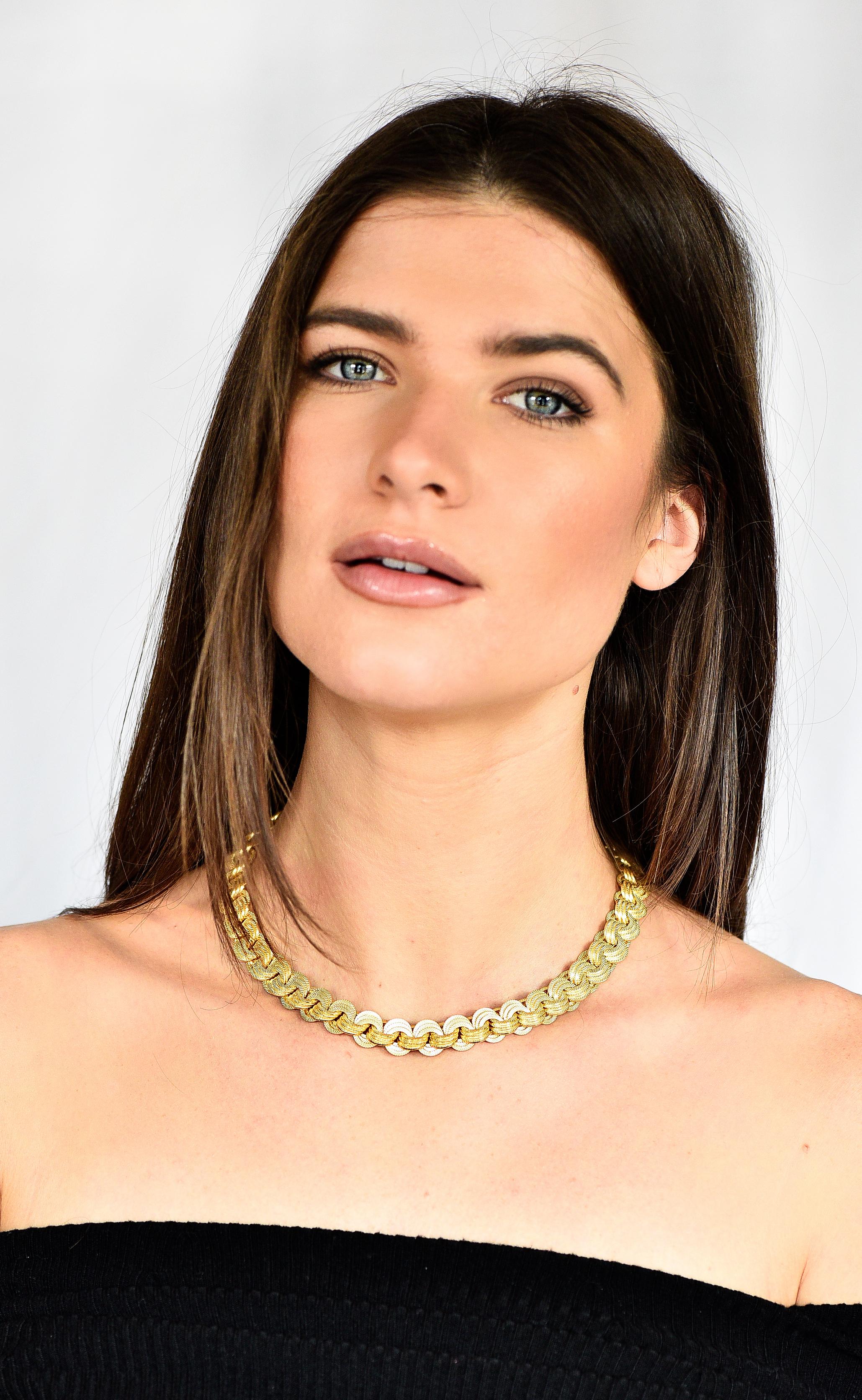1960s 18 Karat Yellow Gold Etched Triple Curb Link Vintage Unisex Chain ...