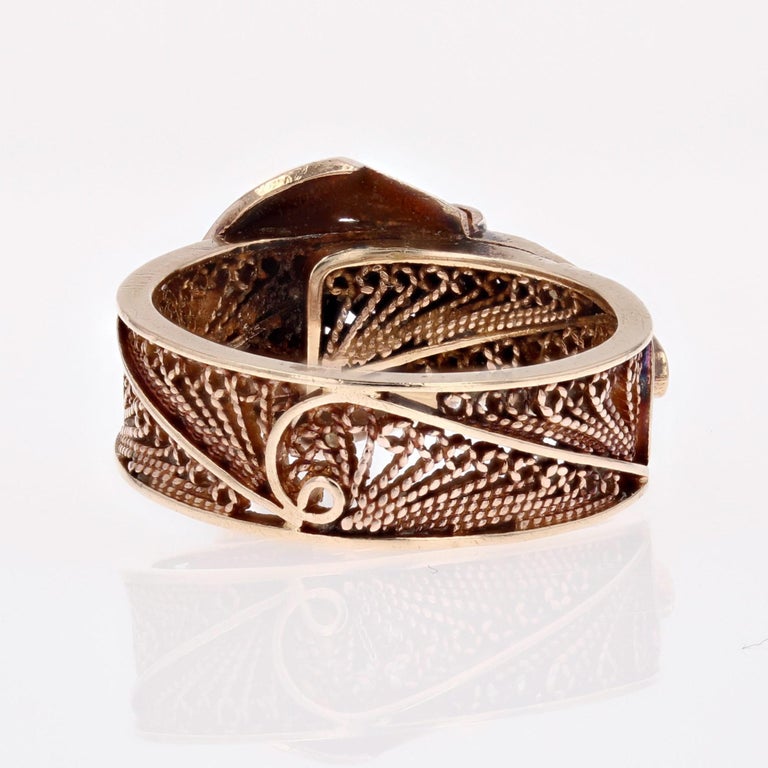 1960s 18 Karat Yellow Gold Filigreed Belt Ring For Sale at 1stDibs
