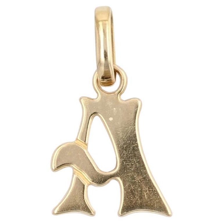 1960s 18 Karat Yellow Gold Letter "A" Charm Pendant at 1stDibs