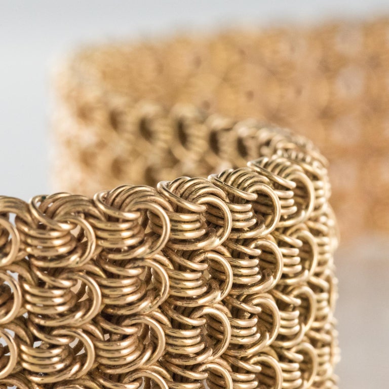 1960s 18 Karat Rose Gold Openwork Woven Mesh Bracelet at 1stDibs