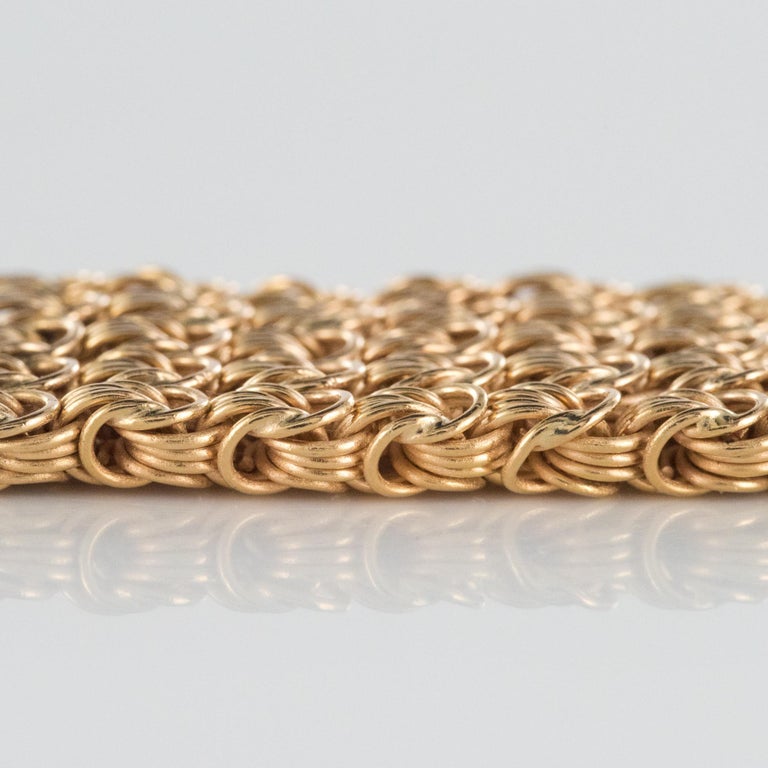 1960s 18 Karat Rose Gold Openwork Woven Mesh Bracelet at 1stDibs
