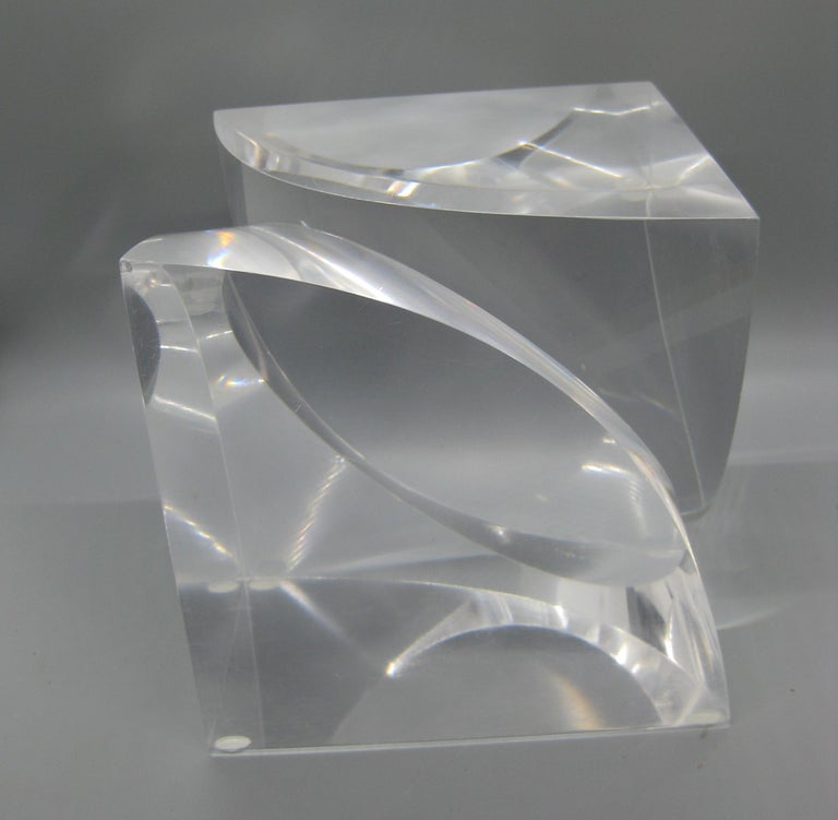 1960's-1970's Lucite Acrylic Optical Op-Art Large Cube Abstract ...