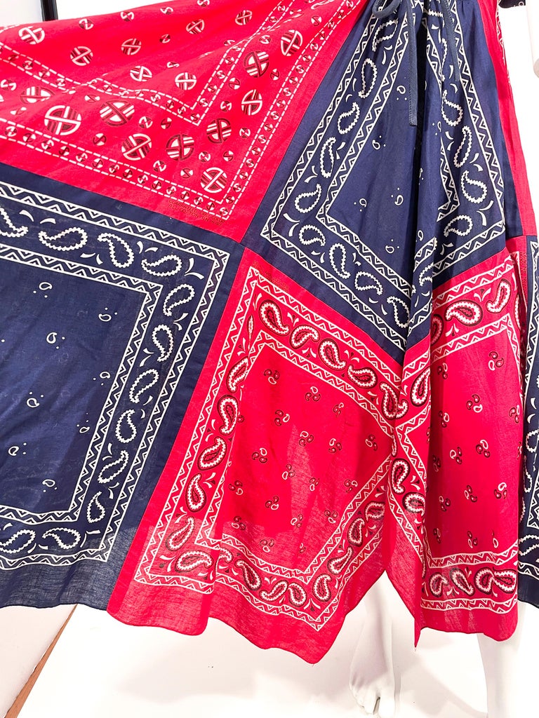 1960s/1970s Red and Blue Bandana Two Piece Set For Sale at 1stDibs