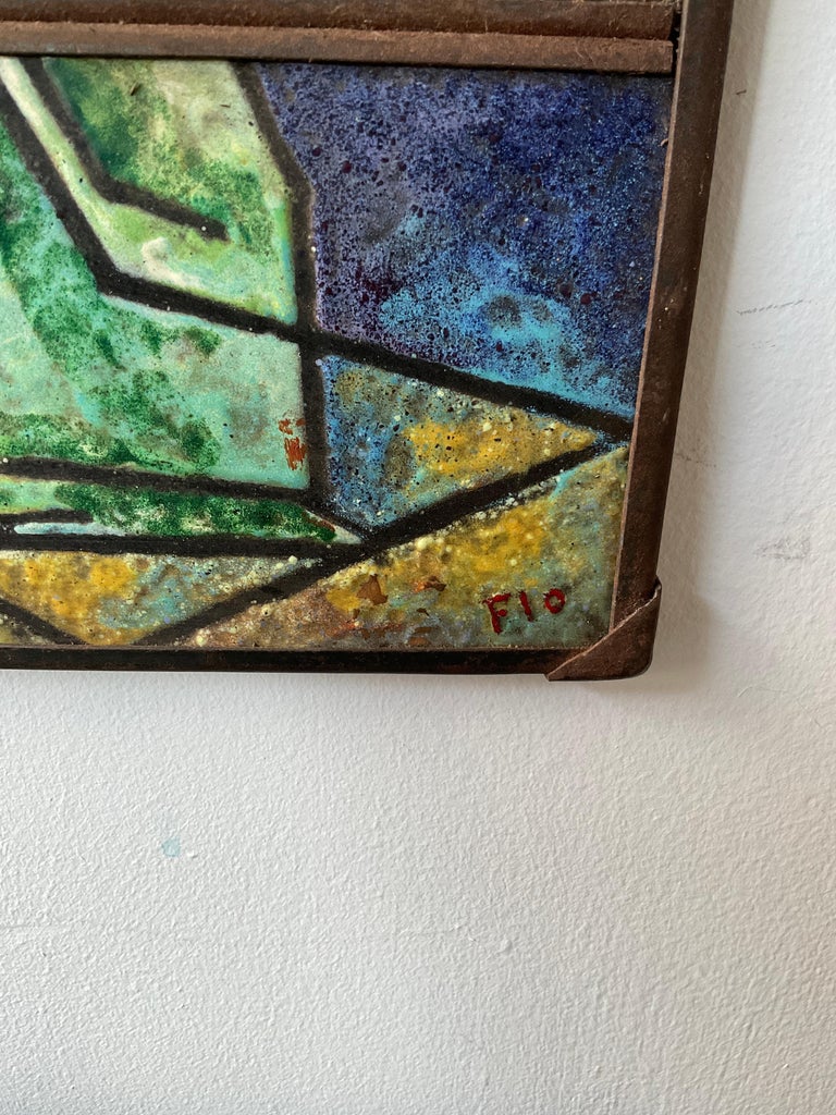 1960s Abstract Italian Enamel Crucifix Wall Hanging For Sale at 1stDibs