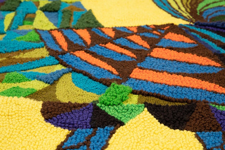 Colorful Midcentury Rooster Tapestry in Ackerman Style For Sale at 1stDibs