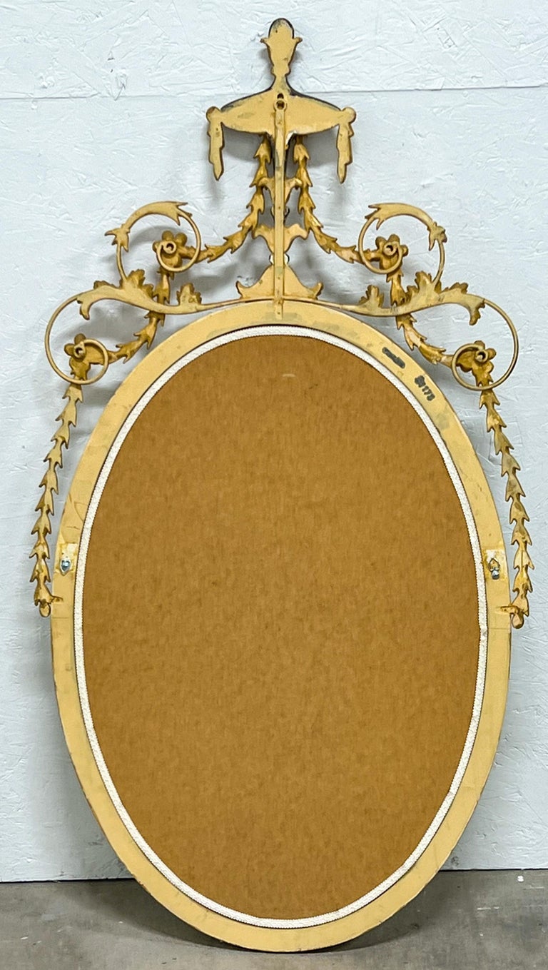1960s Adam Style Silver / Gold Giltwood Oval Mirrors Att. Friedman Bros ...