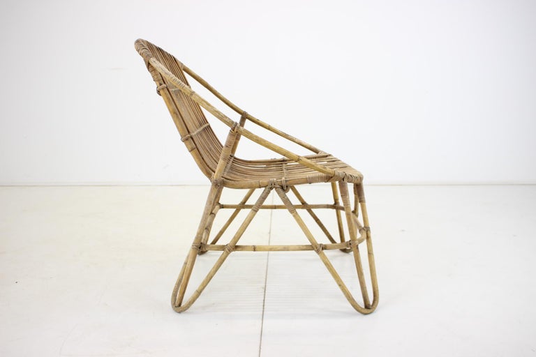 1960s Alan Fuchs Rattan Lounge Chair by Uluv, Czechoslovakia For Sale ...
