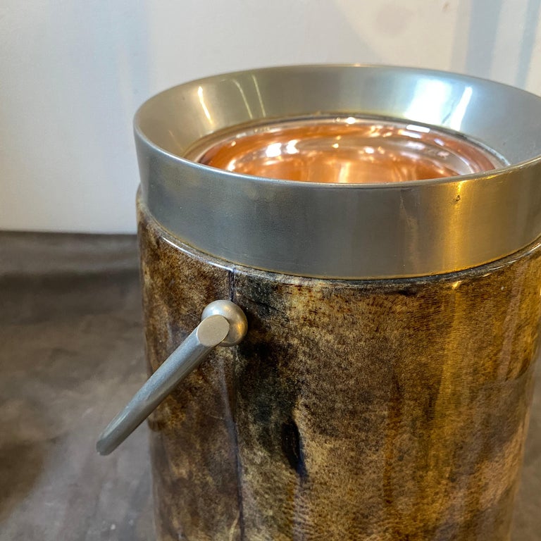 1960s Aldo Tura Mid-Century Modern Goatskin and Metal Italian Ice ...