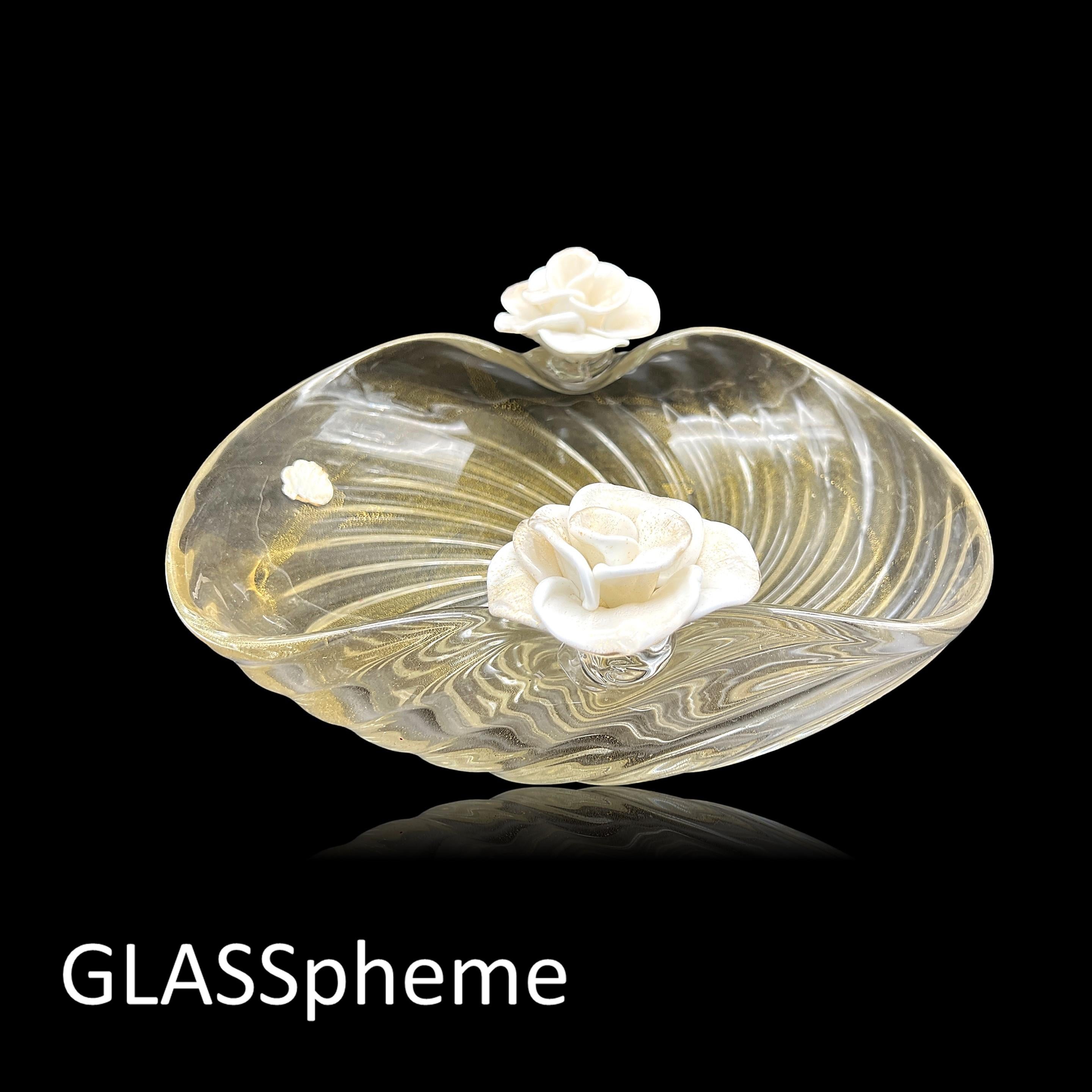 1960s Alfredo Barbini Murano Lavish Gold Ribbed Glass Centerpiece Bowl ...