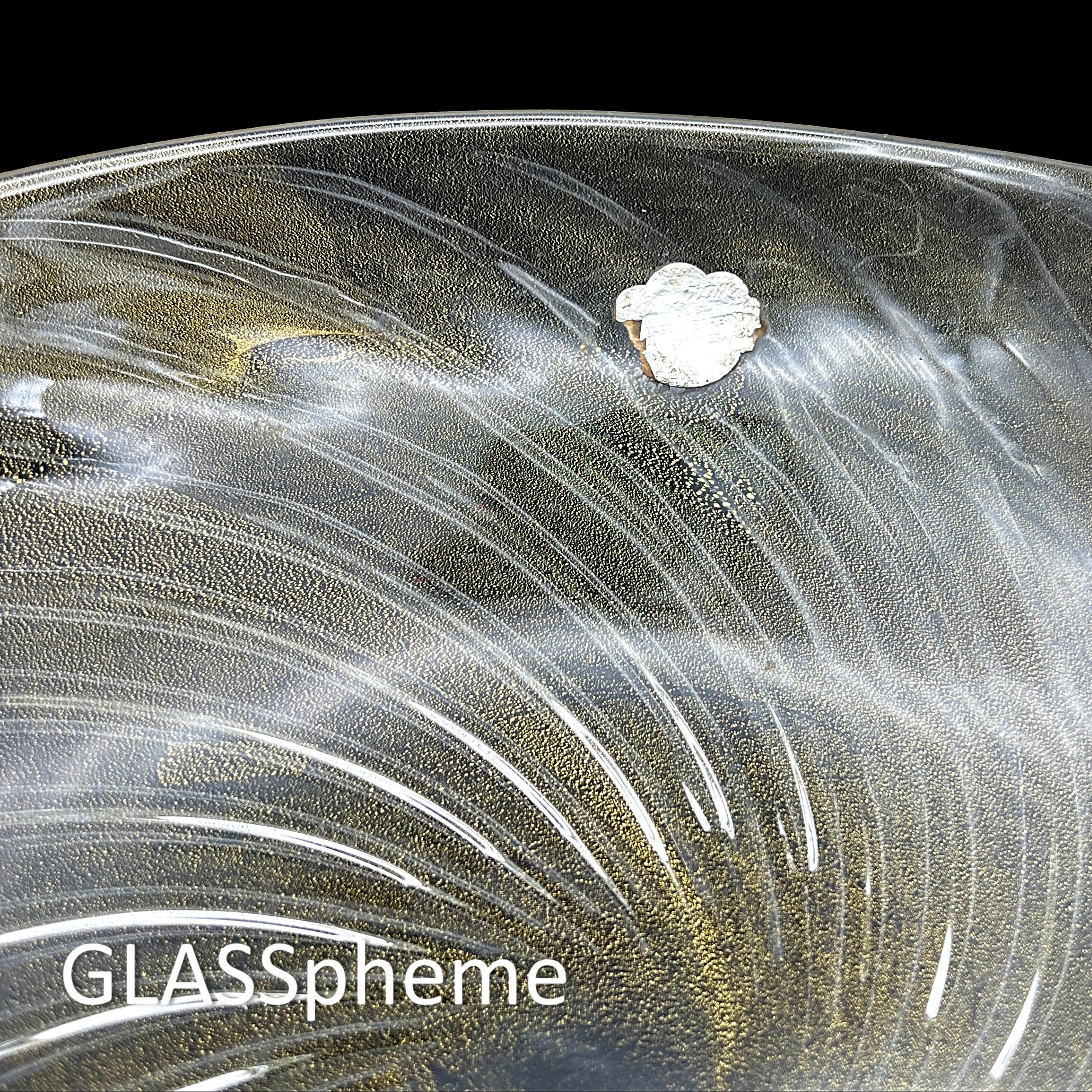 1960s Alfredo Barbini Murano Lavish Gold Ribbed Glass Centerpiece Bowl ...