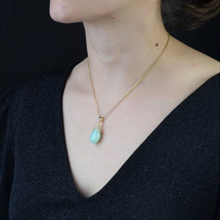 1960s Amazonite 18 Karat Yellow Gold Pendant For Sale at 1stDibs
