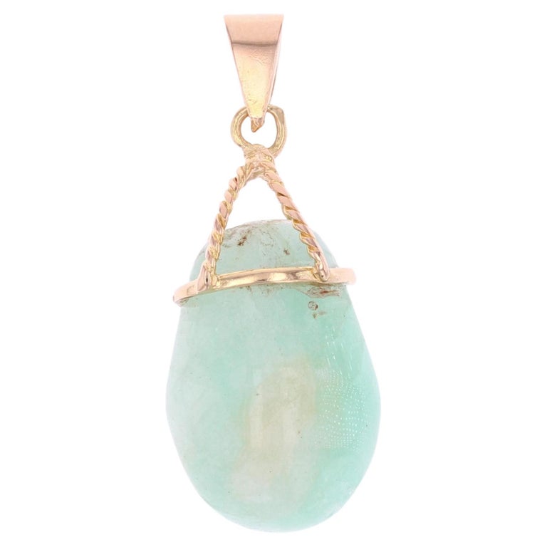 1960s Amazonite 18 Karat Yellow Gold Pendant For Sale at 1stDibs
