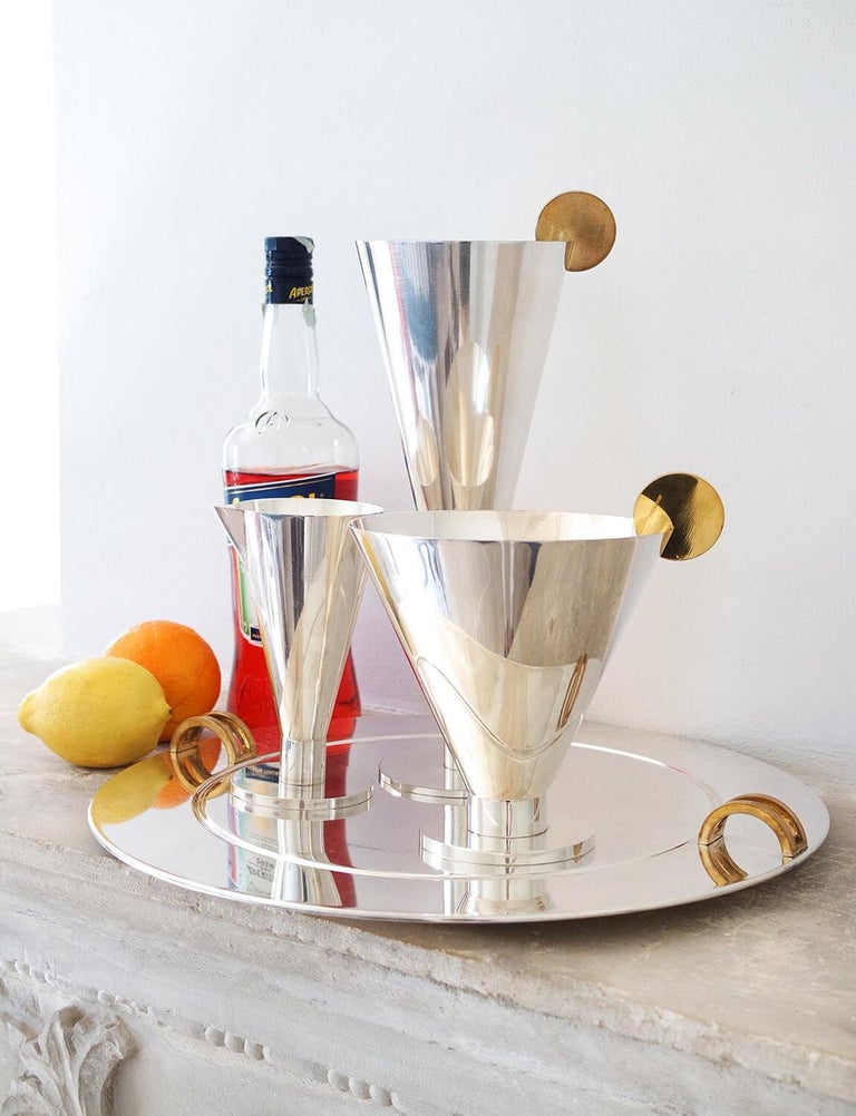 1960s Ambrogio Pozzi Italian Silver Cocktail Set For Sale at 1stDibs