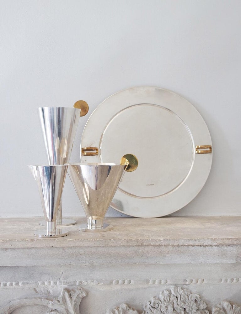 1960s Ambrogio Pozzi Italian Silver Cocktail Set For Sale at 1stDibs