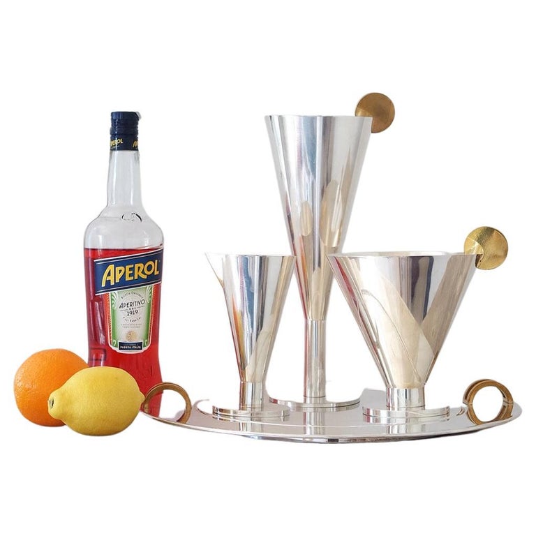 1960s Ambrogio Pozzi Italian Silver Cocktail Set For Sale at 1stDibs