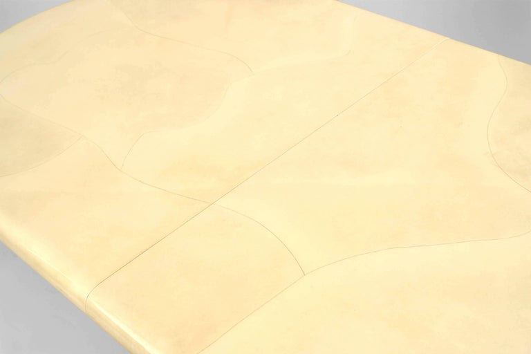 American Post-War Parchment Veneer Dining Table For Sale at 1stDibs