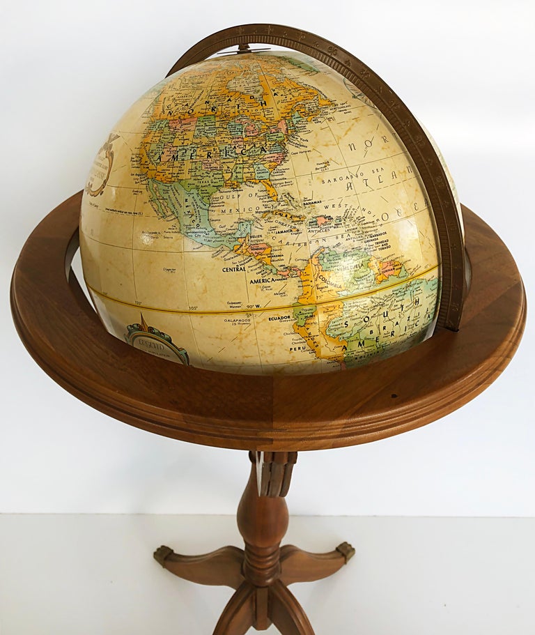 1960s American Replogle Globe on Stand by Cartographer LeRoy M. Tolman ...
