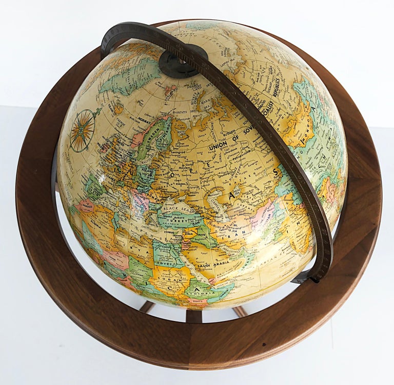 1960s American Replogle Globe on Stand by Cartographer LeRoy M. Tolman ...