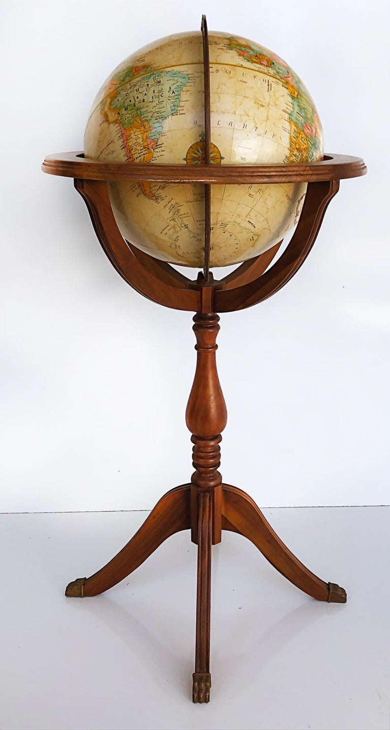 1960s American Replogle Globe on Stand by Cartographer LeRoy M. Tolman ...