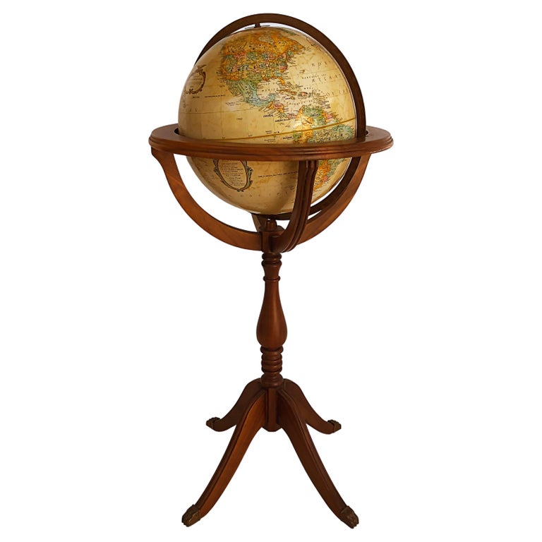 1960s American Replogle Globe on Stand by Cartographer LeRoy M. Tolman ...