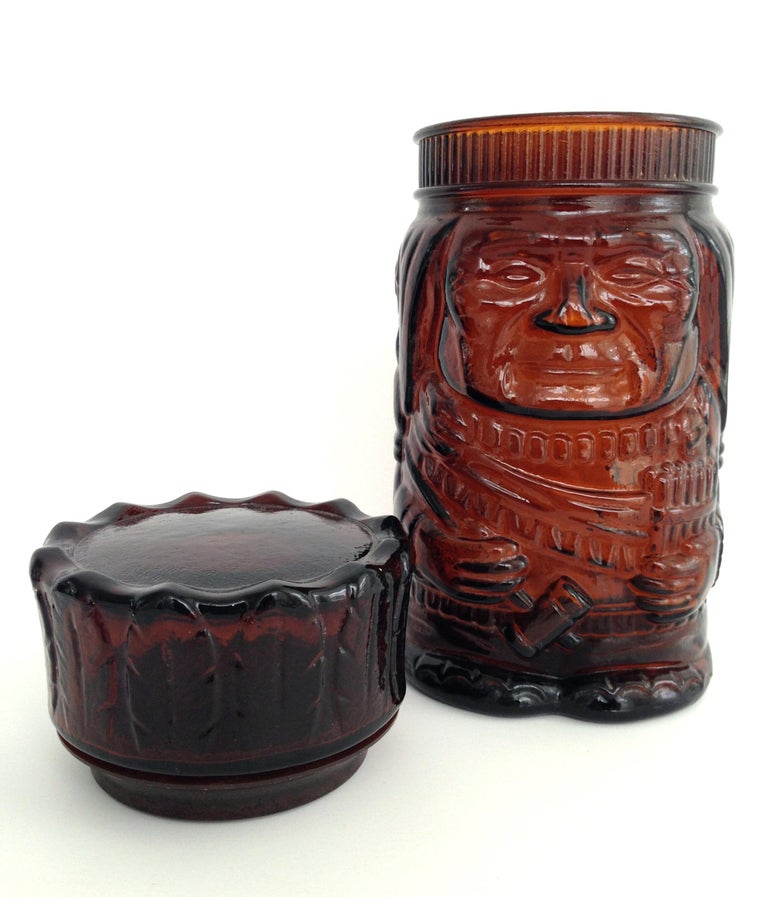 1960'S American Sandwich Glass Root Beer "Tiki TOTEM" Cigar Jar at 1stDibs