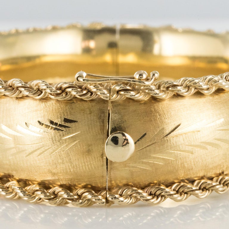 1960s American Yellow Gold Chiselled Bangle Bracelet at 1stDibs