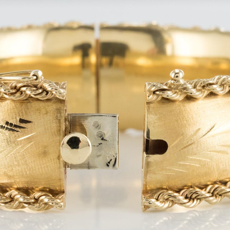 1960s American Yellow Gold Chiselled Bangle Bracelet at 1stDibs