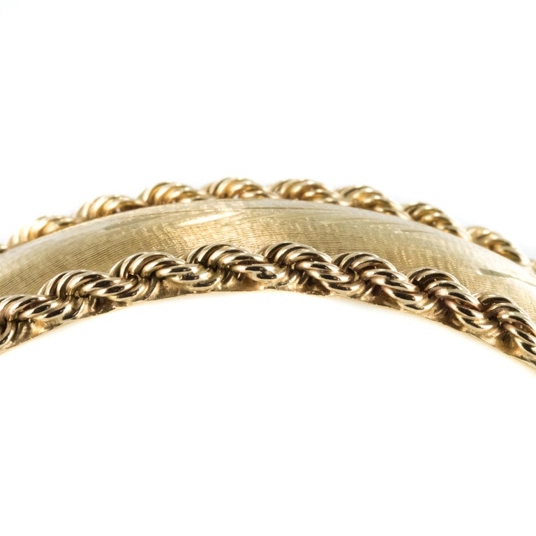 1960s American Yellow Gold Chiselled Bangle Bracelet at 1stDibs