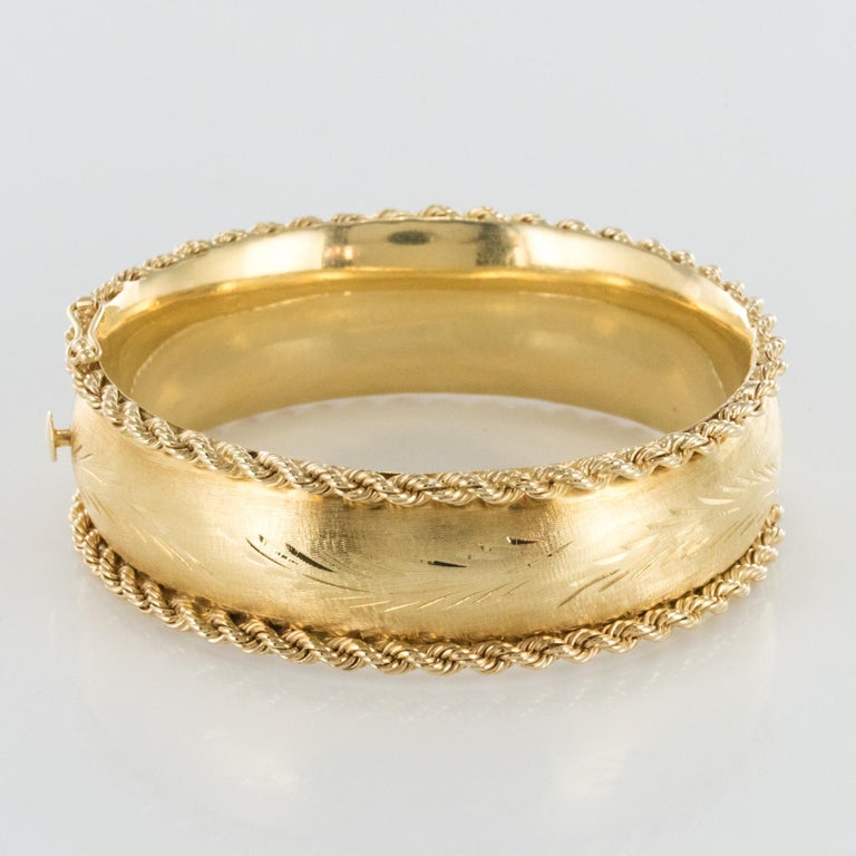 1960s American Yellow Gold Chiselled Bangle Bracelet at 1stDibs