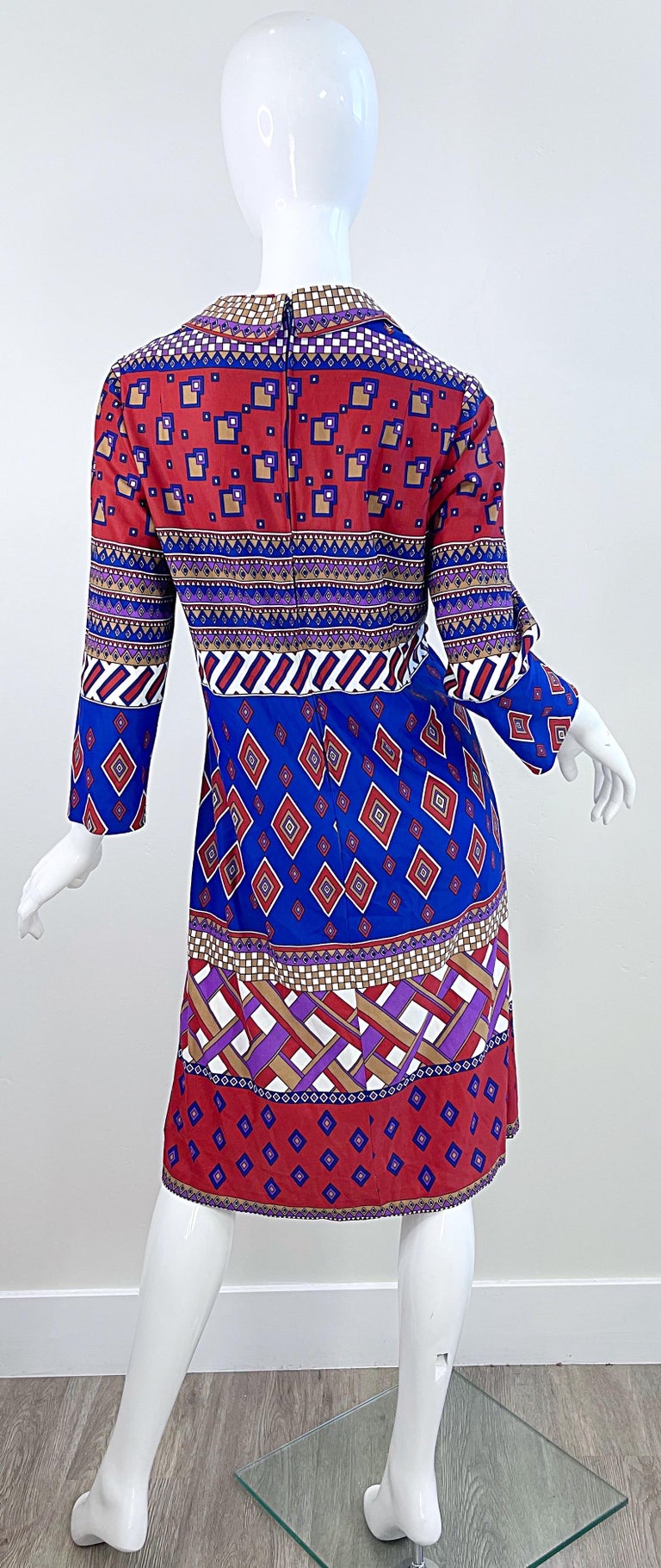 1960s Amy Adams for B. Altman Abstract Print 3/4 Sleeves Vintage 60s ...