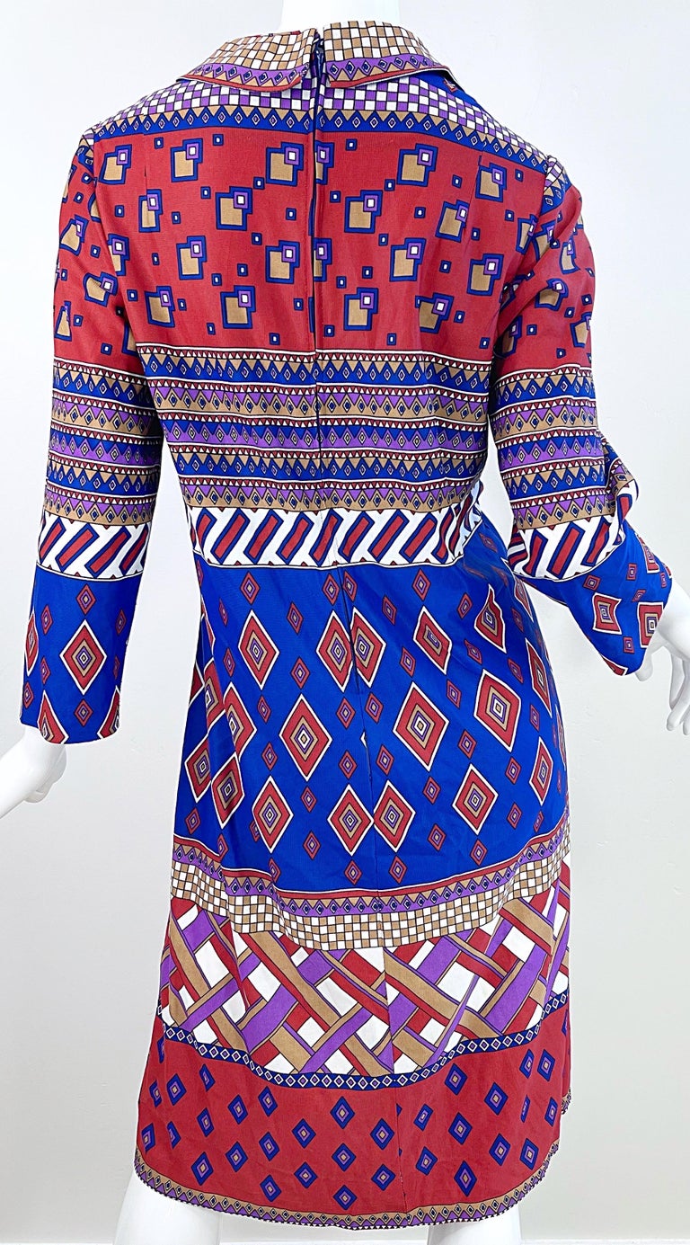 1960s Amy Adams for B. Altman Abstract Print 3/4 Sleeves Vintage 60s ...