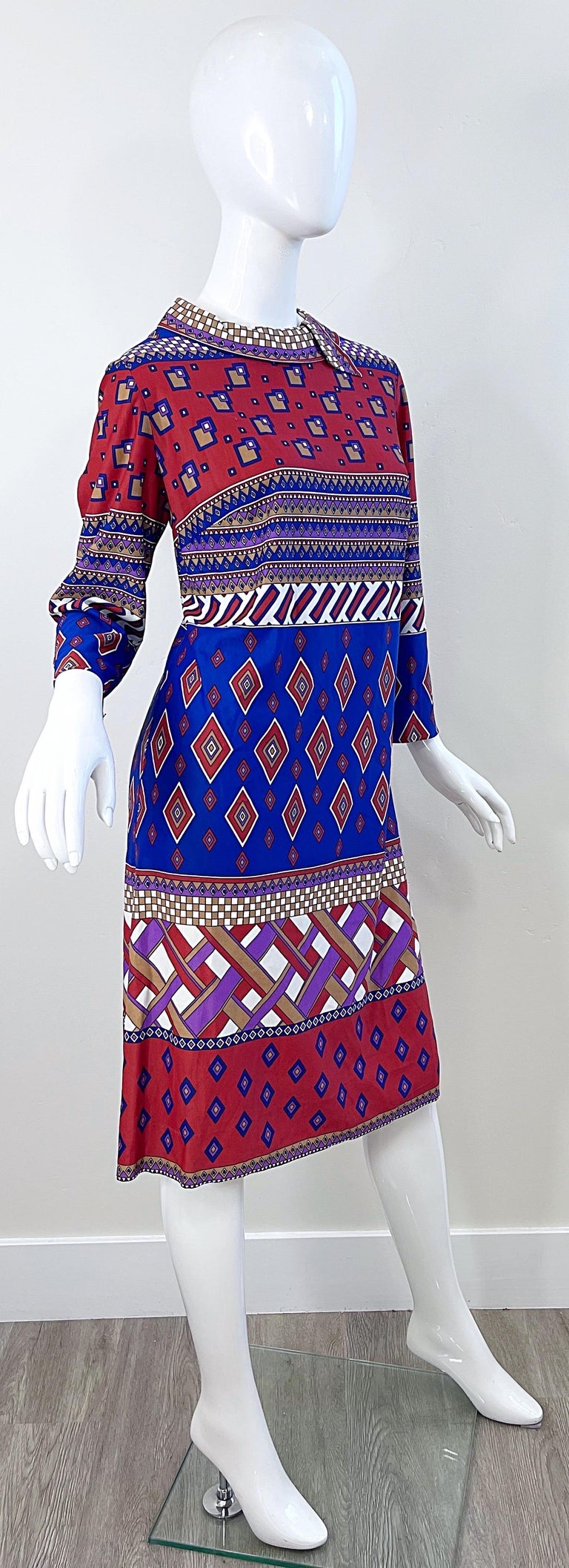 1960s Amy Adams for B. Altman Abstract Print 3/4 Sleeves Vintage 60s ...