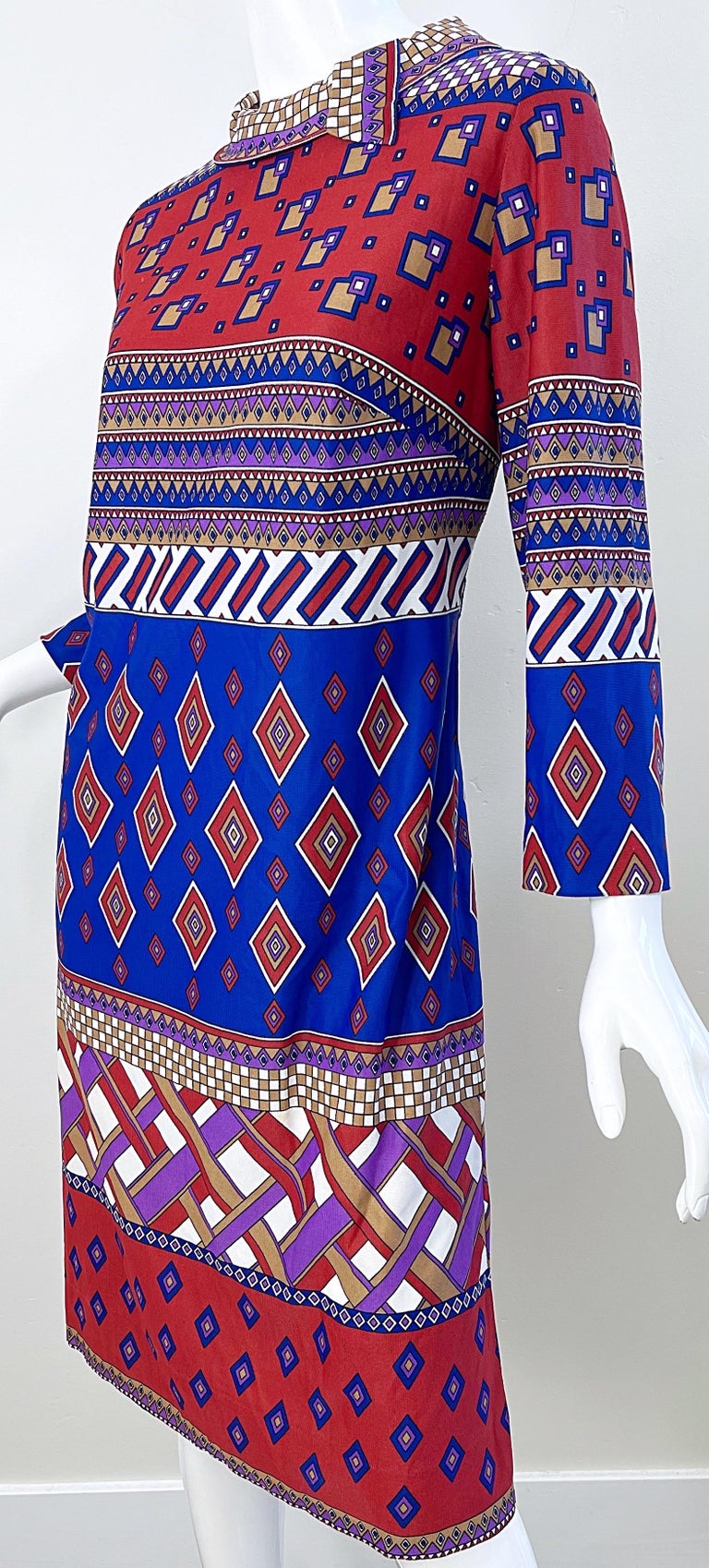 1960s Amy Adams for B. Altman Abstract Print 3/4 Sleeves Vintage 60s ...