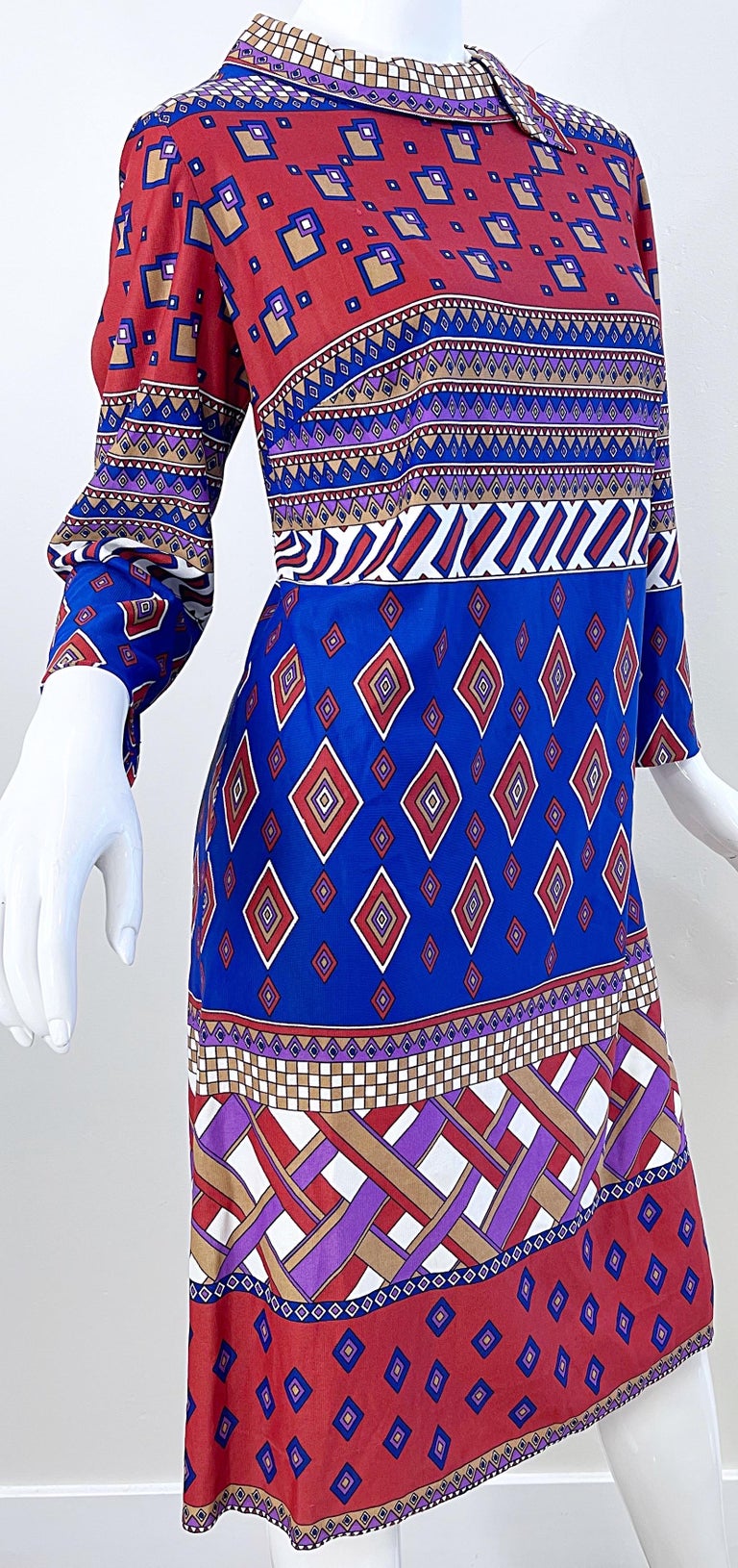 1960s Amy Adams for B. Altman Abstract Print 3/4 Sleeves Vintage 60s ...