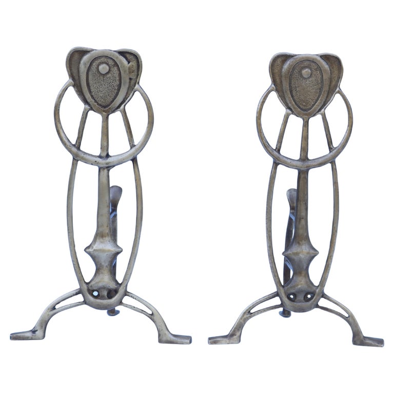 1960's Animal Abstract Brass Andirons For Sale at 1stDibs