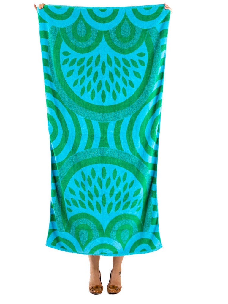 1960S Aqua Blue Cotton Terry Cloth Beach Duster With Towel For Sale at ...