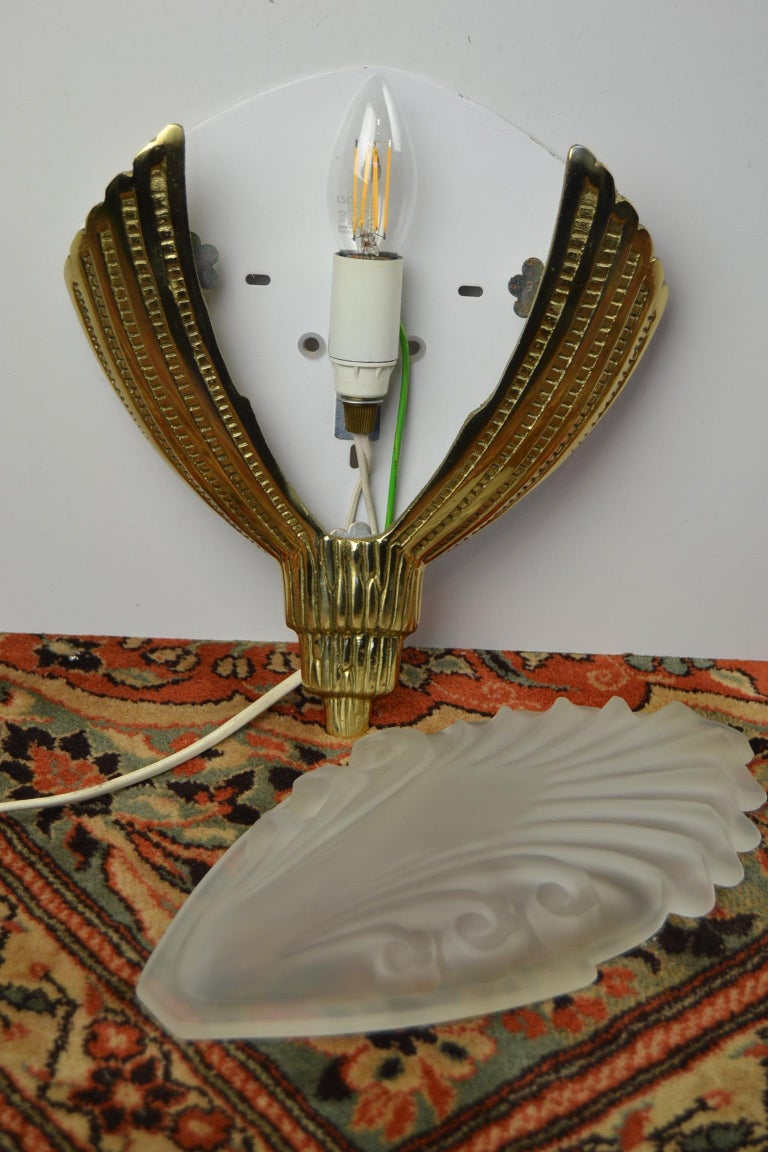 1960s Wall Scone with Frosted Glass Shade, Art Deco Style at 1stDibs ...